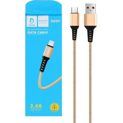 خرید و قیمت کابل شارژ فست اندروید DENMEN مدلD02V طلایی-CH | ترب
