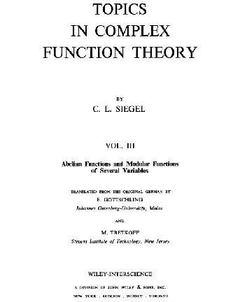 خرید و قیمت دانلود کتاب Topics in complex function theory. Abelian and modular functions of ...