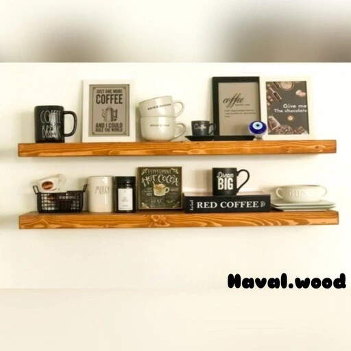 خرید و قیمت شلف ضخیم چوبی 80 سانتی مناسب آشپزخونه و کافی بار با نگهدارنده مخفی ترب