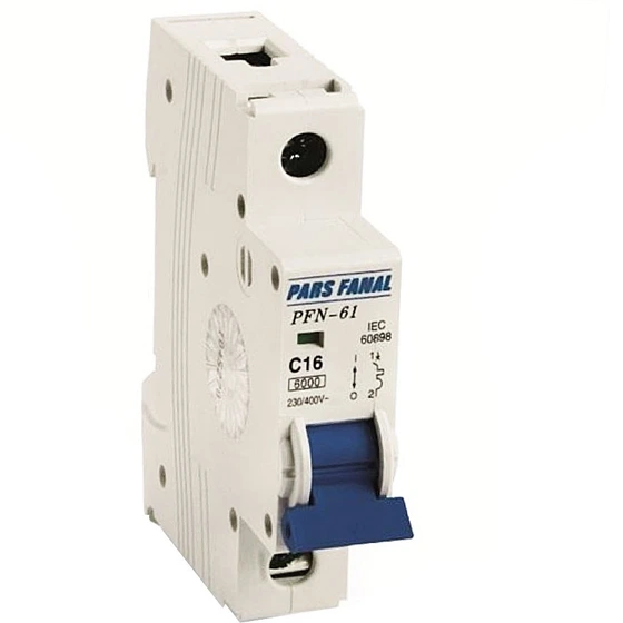 خرید و قیمت کلید مینیاتوری تک پل 63 آمپر با قدرت قطع 6KA پارس فانال مدل PFN-1P-C63 | ترب