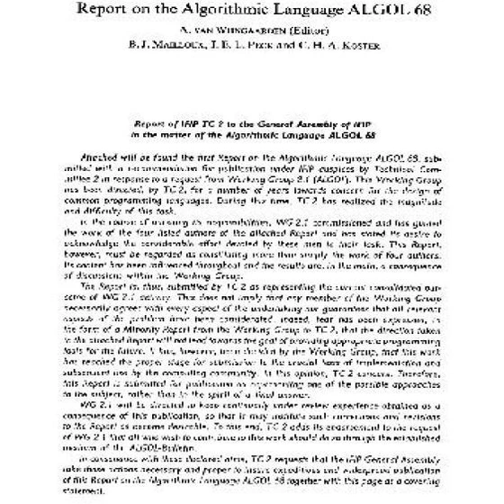 خرید و قیمت دانلود کتاب Report on the algorithmic language Algol 68 | ترب