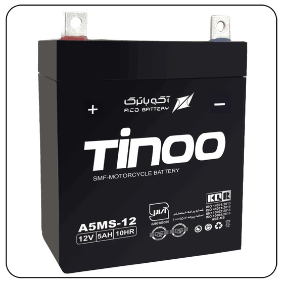 خرید و قیمت باتری موتورسیکلت 5 آمپر تینو (Tinoo) محصول رسمی آکوباتری | ترب