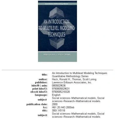 خرید و قیمت دانلود کتاب An Introduction to Multilevel Modeling Techniques (The Quantitative ...