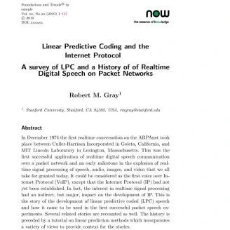 خرید و قیمت دانلود کتاب Linear Predictive Coding and the Internet Protocol | ترب