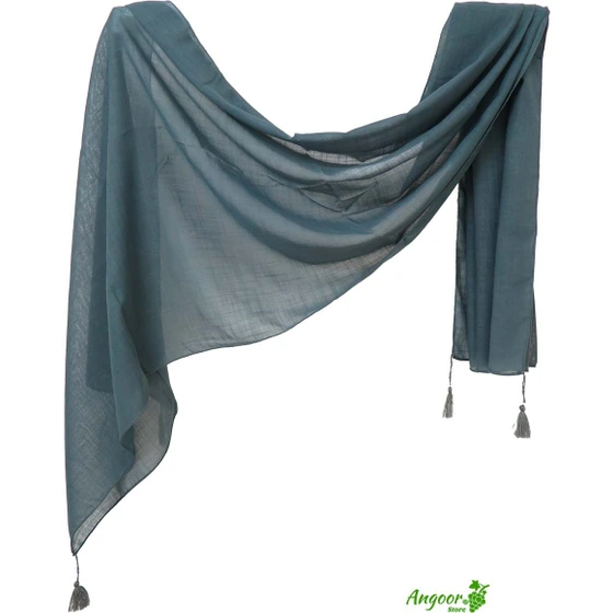 خرید و قیمت شال نخی تک رنگ ساده لنین رنگ سبز کد 2127 | ترب