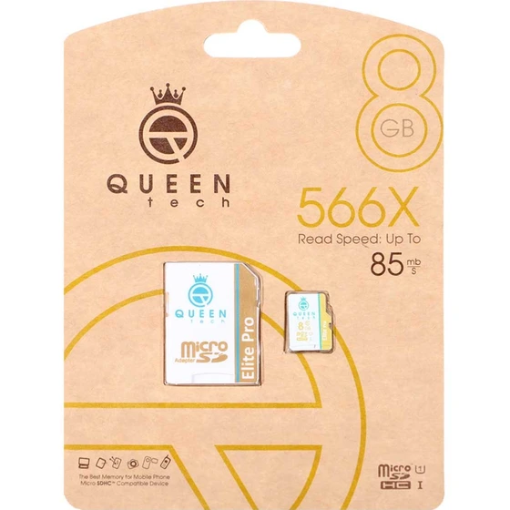 خرید و قیمت کارت حافظه microSDHC کوئین تک مدل 566X کلاس 10 U1 سرعت 85MBps ظرفیت8 گیگابایت همراه ...