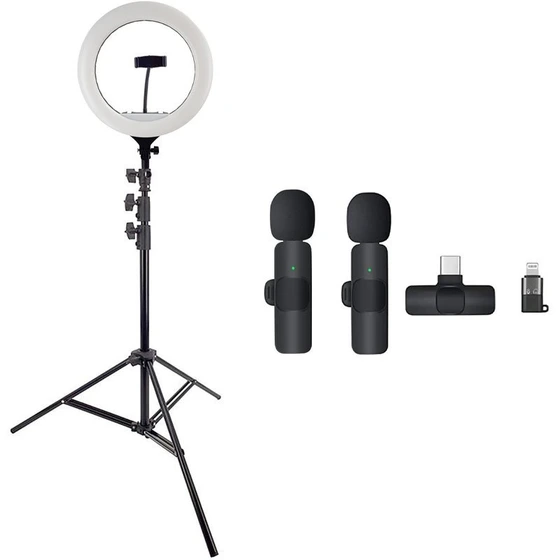 خرید و قیمت کیت تولید محتوا رینگ لایت YQ-360A ، پایه 805 و میکروفون K9 | ترب