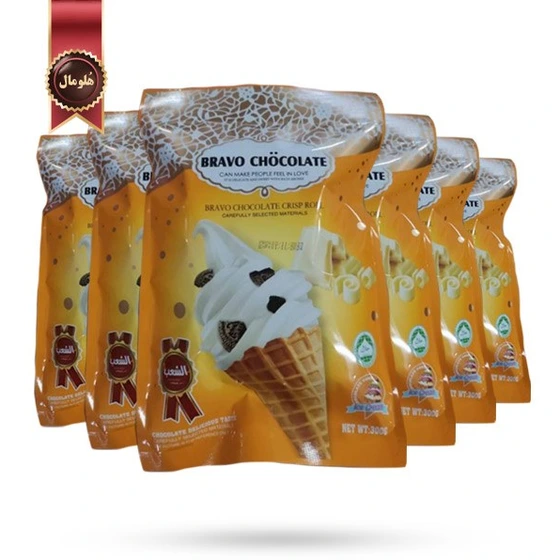 خرید و قیمت 6 بسته بیسکوییت قیفی براوو چاکلت BRAVO CHOCOLATE مدل شکلات ...