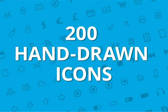 خرید و قیمت طرح لایه باز ست آیکون دستخط 200 hand-drawn vector icons | ترب