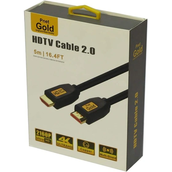 خرید و قیمت کابل HDMI PNET 5M 4K GOLD پک دار | ترب