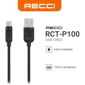 خرید و قیمت کابل شارژ و انتقال داده تایپ سی 1 متری رسی Recci 2.4A Type-C 100 cm RCT-P100 | ترب