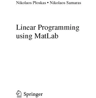 خرید و قیمت دانلود کتاب Linear Programming using MatLab 2017 | ترب