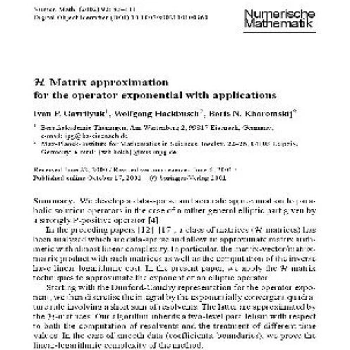 خرید و قیمت دانلود کتاب H -Matrix approximation for the operator exponential with applications | ترب
