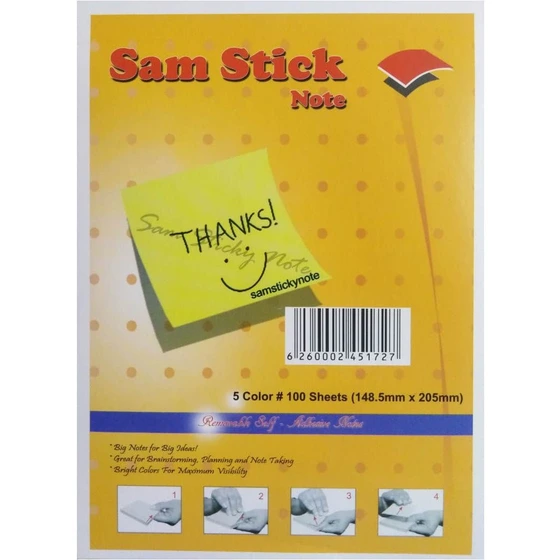 خرید و قیمت کاغذ یادداشت رنگی چسبی Sam Stick سایز A5 | ترب