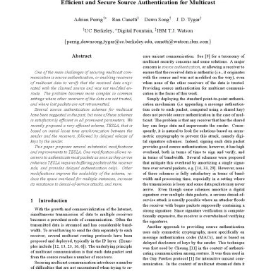 خرید و قیمت دانلود کتاب Efficient and Secure Source Authentication for Multicast | ترب