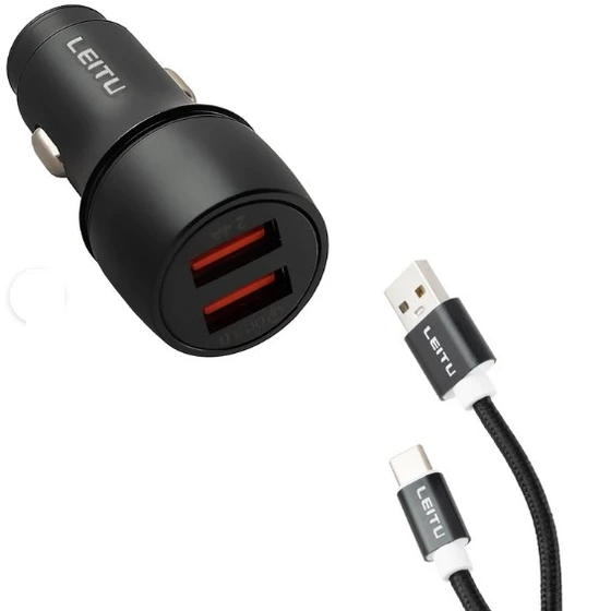 خرید و قیمت شارژر فندکی لیتو مدل LEITU LC-C8 به همراه کابل تبدیل Micro-USB | ترب