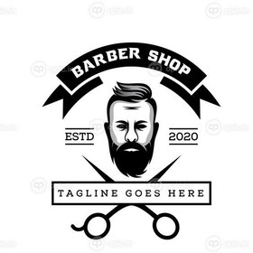 خرید و قیمت دانلود لوگو طرح آرم آرایشگاه قدیمی به سبک رترو با ریش | ترب