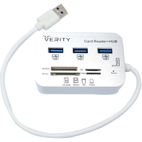 خرید و قیمت هاب 3 پورت USB3.0 و رم ریدر وریتی مدل H408 | ترب