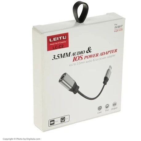 خرید و قیمت مبدل لایتنینگ به جک 3.5 میلیمتری صدا مدل LC C2 برند لیتو LEITU | ترب