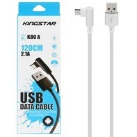 خرید و قیمت کابل شارژ و دیتا میکرو 1.1 متری یک سر L سر فلزی KingStar K80A | ترب