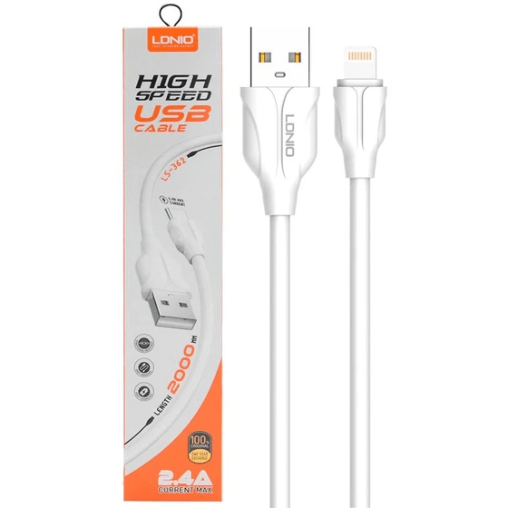 خرید و قیمت کابل شارژ لایتنینگ آیفون الدینیو 2 متری مدل LDNIO LS362 | ترب