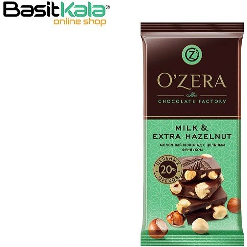 خرید و قیمت شکلات شیری مغزدار مدل اکسترا هِیزلنات با دانه های کامل فندق 90 گرم اوزرا Ozera milk ...