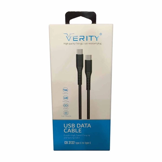 خرید و قیمت کابل دیتا و شارژ VERITY دو سر Type-C مدل 3132 | ترب