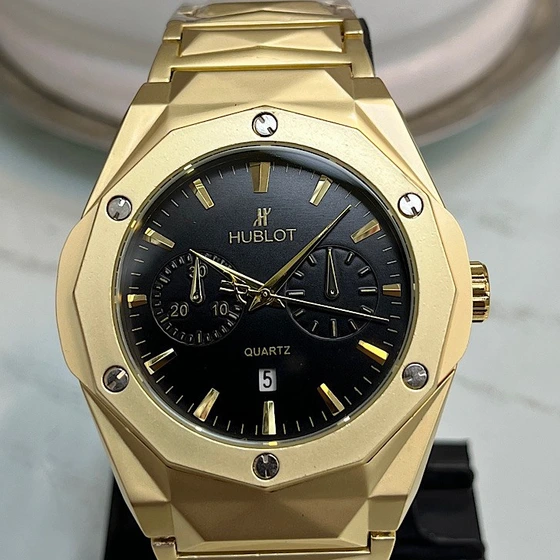 خرید و قیمت ساعت طرح سه موتور هابلوت بند فلزی ۵۸۲۸۸۸ - طلایی ا Hublot 582888 three-engine watch ...