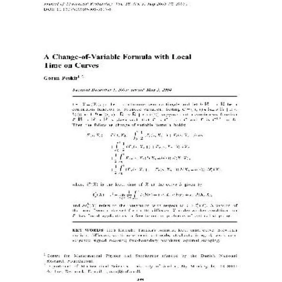 خرید و قیمت دانلود کتاب A Change-of-Variable Formula with Local Time on Curves | ترب