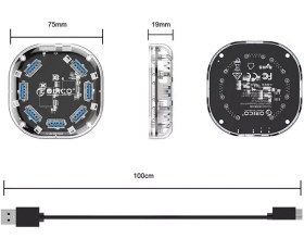 خرید و قیمت هاب یو اس بی 7 پورت اوریکو Orico 7 Port USB3.0 Transparent ...