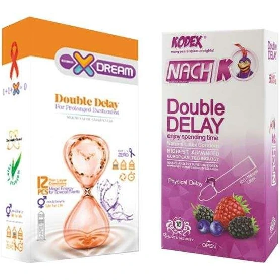 خرید و قیمت کاندوم ایکس دریم مدل Double Delay بسته 12 عددی به همراه کاندوم تاخیری کدکس مدل ...