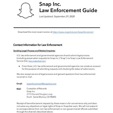 خرید و قیمت دانلود کتاب Snapchat Law Enforcement Guide 2020 | ترب