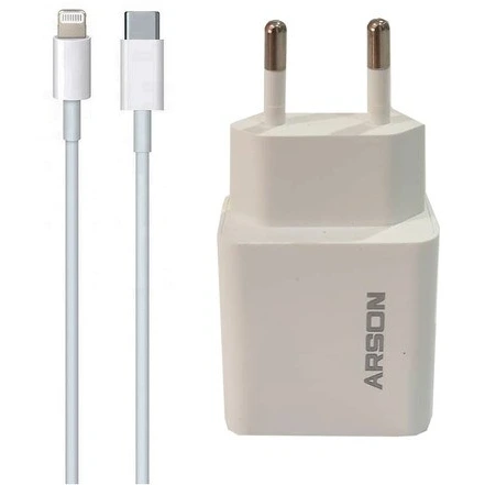 خرید و قیمت شارژر دیواری آرسون مدل AN-W20W به همراه کابل لایتنینگ | ترب
