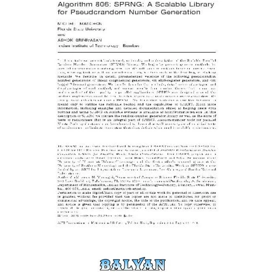 خرید و قیمت دانلود کتاب Algorithm 806. SPRNG, scalable pseudorandom number library | ترب