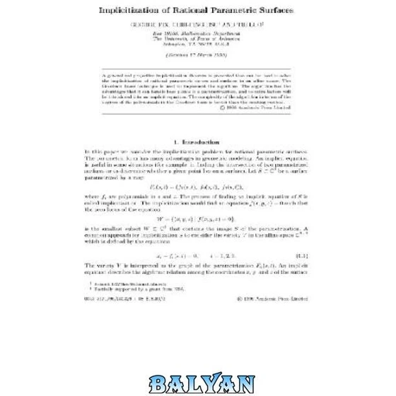 خرید و قیمت دانلود کتاب Implicitization of rational parametric surfaces | ترب