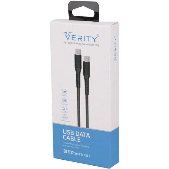 خرید و قیمت کابل دوسر تایپ سی فست شارژ Verity CB3132C Type-C To Type-C 1m | ترب