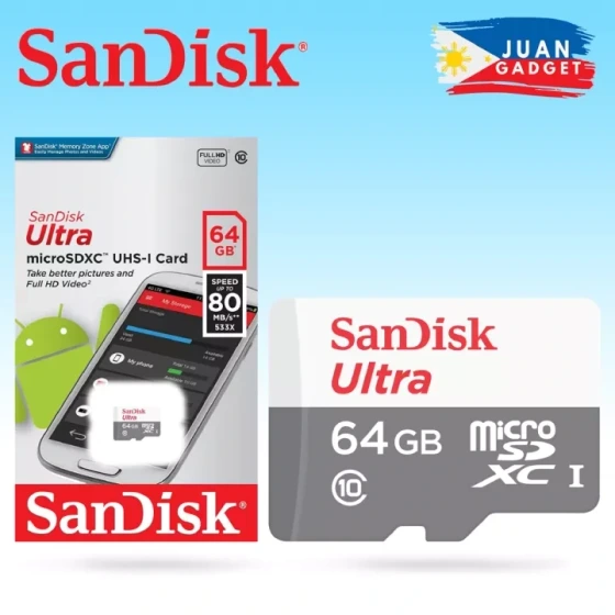 خرید و قیمت کارت حافظه میکرو اس دی 64 گیگابایت SanDisk U1 533X 100MB | ترب