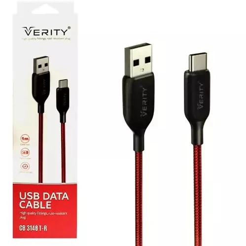 خرید و قیمت کابل دیتا و شارژ Type-C VERITY مدل 3148 قرمز | ترب