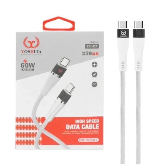 خرید و قیمت کابل شارژ فست پاوربانک یوشیتا Type-C To Type-C مدل YC-027 | ترب