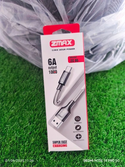 خرید و قیمت کابل شارژ 6A تایپ C برند ZMAX مدل ZC95 با گارانتی سلامت ...