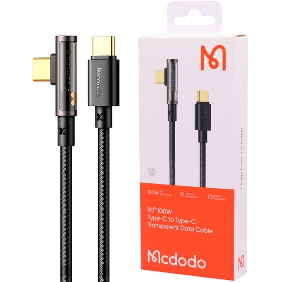 خرید و قیمت کابل تبدیل فست شارژ Mcdodo CA-3401 Type-C To Type-C 5A PD 100W 1.8m یکسر L | ترب