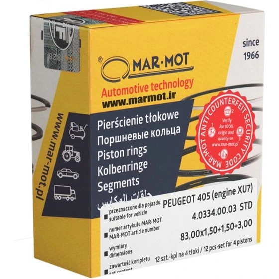 خرید و قیمت رینگ پیستون پژو ۴۰۵ مارموت موتور XU7 (1800) سایز استاندارد | ترب