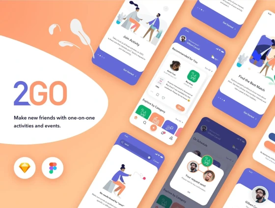 خرید و قیمت دانلود پروژه لایه باز یو آی کیت 2GO Social App UI Kit | ترب