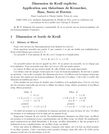 خرید و قیمت دانلود کتاب Dimension de Krull explicite. Application aux théorèmes de Kronecker ...