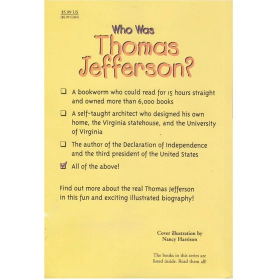 خرید و قیمت کتاب Who Was Thomas Jefferson اثر Dennis Brindell Fradin ...