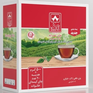 خرید و قیمت چای ساده عصرانه500 گرمی دبش به همراه 20 عدد چای کیسه ای ...