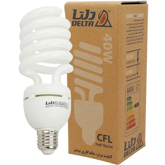 خرید و قیمت لامپ کم مصرف دلتا Delta Half Spiral E27 40W | ترب