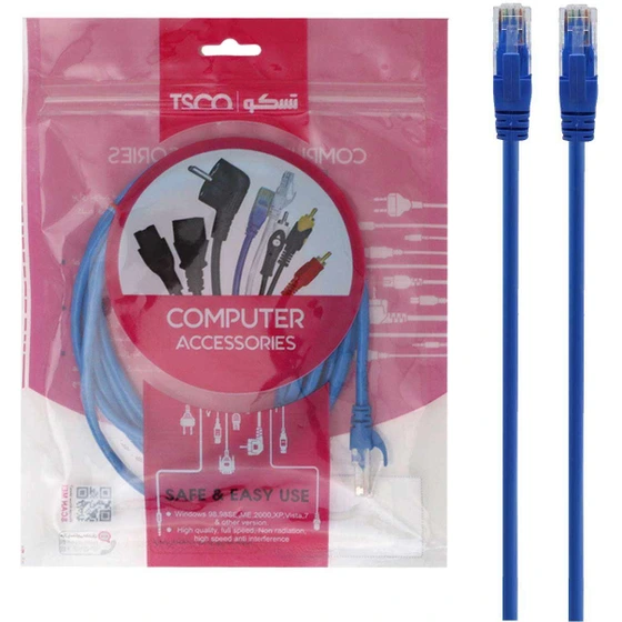 خرید و قیمت کابل شبکه پچ کورد CAT5 UTP تسکو مدل TNC 510 با متراژ 1 متر - آبی | ترب