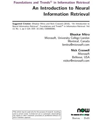 خرید و قیمت دانلود کتاب An introduction to neural information retrieval ...