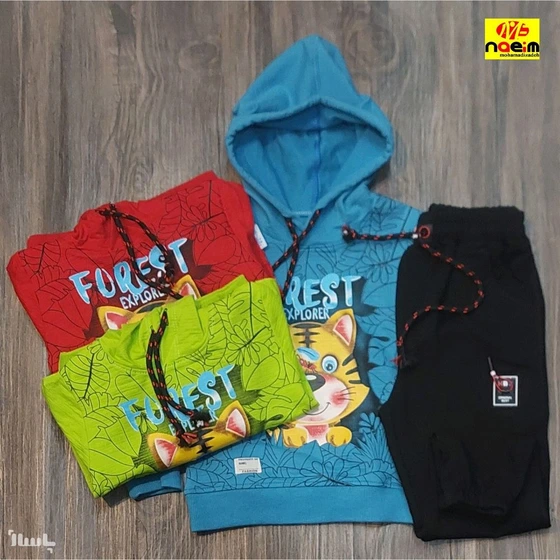 خرید و قیمت ست هودی و شلوار اسپرت پسرانه طرح گربه سایز 35 و 40 سنین 1 ...